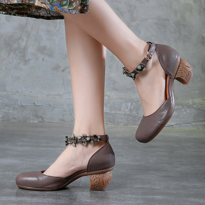 S388 Leather Shoes Handmade Toe Layer Cowhide High Quality Women'S Shoes Custom Logo