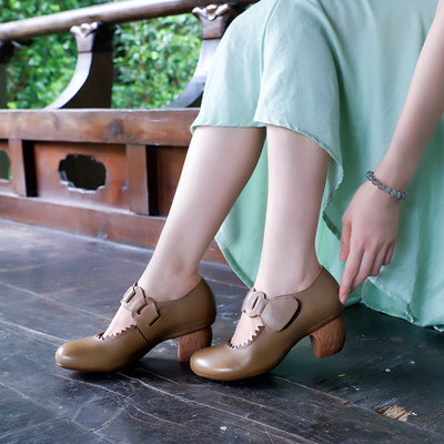 S390 Leather Shoes Handmade Toe Layer Cowhide High Quality Women'S Shoes Custom Logo