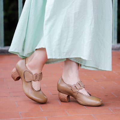 S390 Leather Shoes Handmade Toe Layer Cowhide High Quality Women'S Shoes Custom Logo