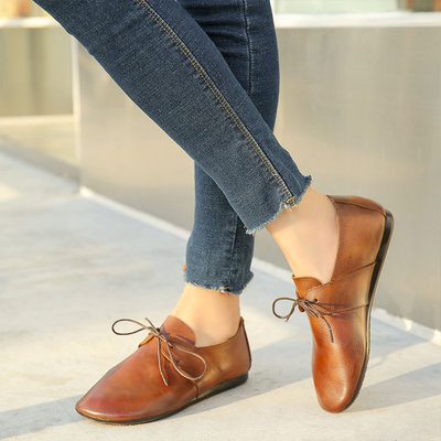 S392 Leather Shoes Handmade Toe Layer Cowhide High Quality Women'S Shoes Custom Logo