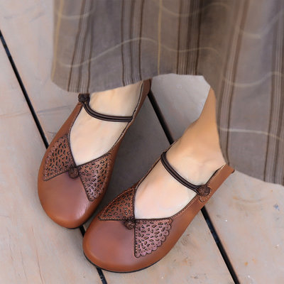 S395 Leather Shoes Handmade Toe Layer Cowhide High Quality Women'S Shoes Custom Logo