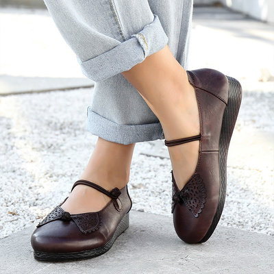 S395 Leather Shoes Handmade Toe Layer Cowhide High Quality Women'S Shoes Custom Logo