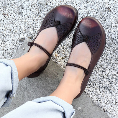 S395 Leather Shoes Handmade Toe Layer Cowhide High Quality Women'S Shoes Custom Logo