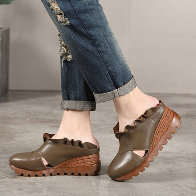 S396 Leather Shoes Handmade Toe Layer Cowhide High Quality Women'S Shoes Custom Logo