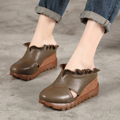 S396 Leather Shoes Handmade Toe Layer Cowhide High Quality Women'S Shoes Custom Logo