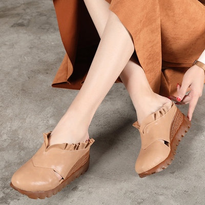 S396 Leather Shoes Handmade Toe Layer Cowhide High Quality Women'S Shoes Custom Logo