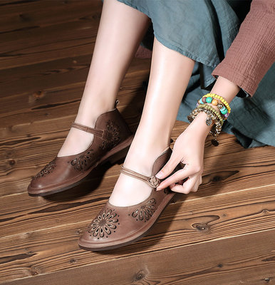 S404 Leather Shoes Handmade Toe Layer Cowhide High Quality Women'S Shoes Custom Logo