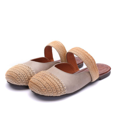 S407 New Retro Hand-Carved Hollow Women'S Shoes Leather Feet Velcro Flat Sandals