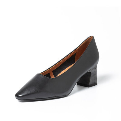 S410 New Pointed Leather Single Shoes Temperament Wild OL Professional Shoes Comfortable Thick High Heel Spring And Summ