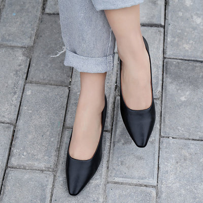S410 New Pointed Leather Single Shoes Temperament Wild OL Professional Shoes Comfortable Thick High Heel Spring And Summ