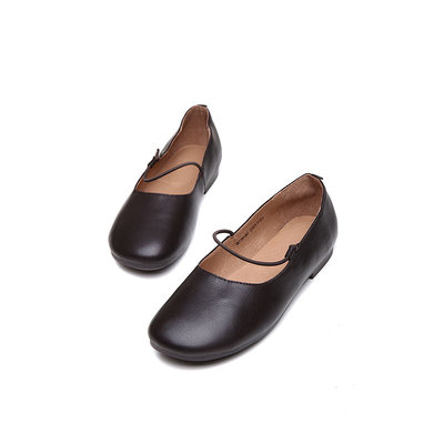 S412 New Style Leather Women'S Shoes Shallow Mouth Flat Single Shoes Women'S Art Comfortable Women'S Shoes Autumn