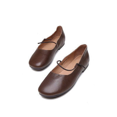 S412 New Style Leather Women'S Shoes Shallow Mouth Flat Single Shoes Women'S Art Comfortable Women'S Shoes Autumn