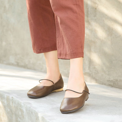 S412 New Style Leather Women'S Shoes Shallow Mouth Flat Single Shoes Women'S Art Comfortable Women'S Shoes Autumn