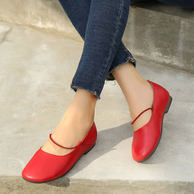 S412 New Style Leather Women'S Shoes Shallow Mouth Flat Single Shoes Women'S Art Comfortable Women'S Shoes Autumn