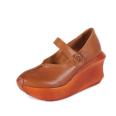 S413 New Style Genuine Leather Platform Wedge Shoes, Retro Increased Platform Shoes, Women'S Shoes Wholesale
