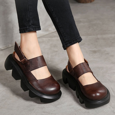 S424 Thick Heel PU Foam Platform Sandals Personalized Velcro Spring And Summer New Platform Women'S Shoes Wholesale
