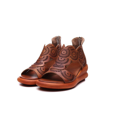 S429 Genuine Leather Women'S Sandals 2020 New Women'S Shoes Ins Tide Shoes Net Red Open Toe Platform Wedge Sandals