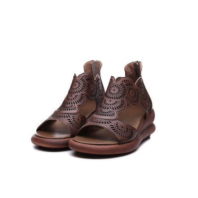 S429 Genuine Leather Women'S Sandals 2020 New Women'S Shoes Ins Tide Shoes Net Red Open Toe Platform Wedge Sandals
