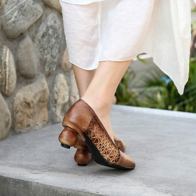 S430 Summer New Fashion Women'S Shoes Pointed Toe Leather Single Shoes Mesh Breathable Mid-Heel Shoes Wholesale
