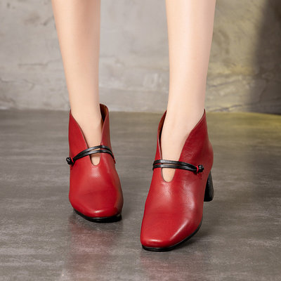 S432 2020 Autumn New Women'S Shoes Fashion High Heel Retro Handmade Buckle Leather Fashion Thick Heel Shoes