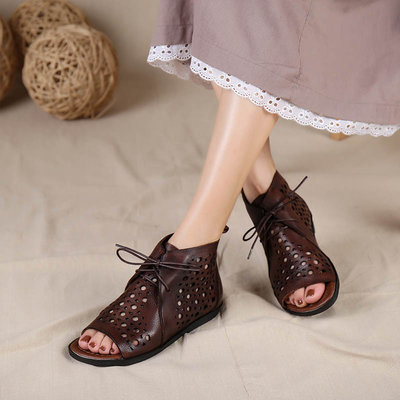 S433 2020 New Sandals Female Open Toe Breathable Cool Leather Sandals Female Ins Trendy Shoes Hole Shoes