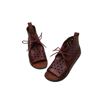 S433 2020 New Sandals Female Open Toe Breathable Cool Leather Sandals Female Ins Trendy Shoes Hole Shoes