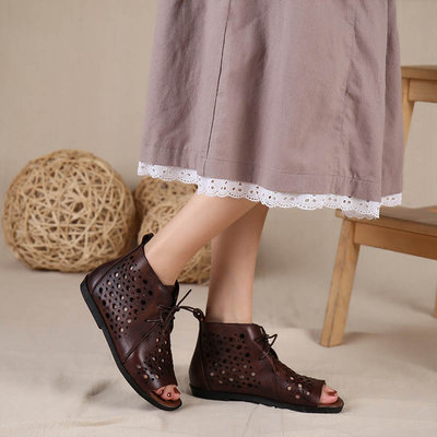 S433 2020 New Sandals Female Open Toe Breathable Cool Leather Sandals Female Ins Trendy Shoes Hole Shoes