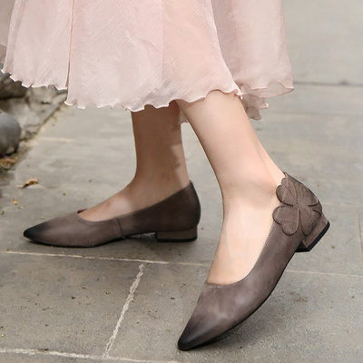 S450 Factory Handmade Frosted Shallow Mouth Fashion Women'S Shoes Gradient Comfortable Pointed Leather Single Shoes Wome