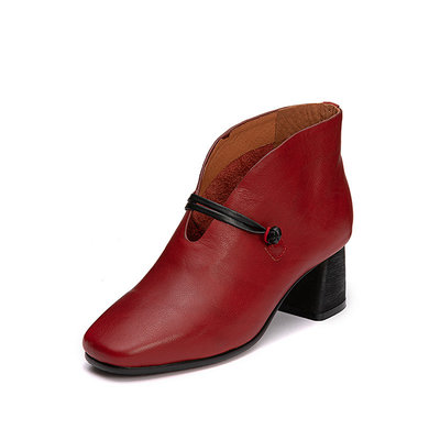 S452 2020 Autumn New Women'S Shoes Fashion High Heel Retro Handmade Buckle Leather Fashion Thick Heel Shoes
