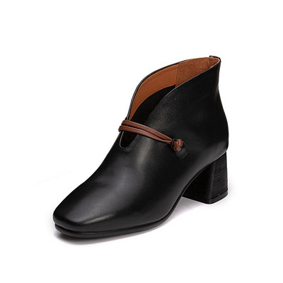 S452 2020 Autumn New Women'S Shoes Fashion High Heel Retro Handmade Buckle Leather Fashion Thick Heel Shoes