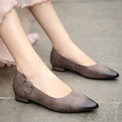 S460 Spring Factory Handmade Frosted Shallow Mouth Fashion Women'S Shoes Gradient Comfortable Pointed Leather Single Sho