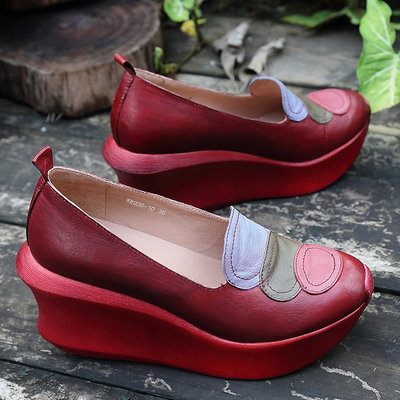 S465 Women'S Shoes New Leather Casual Rocking Shoes Original Handmade Shoes Flat Color Matching Single Shoes