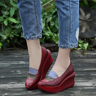 S465 Women'S Shoes New Leather Casual Rocking Shoes Original Handmade Shoes Flat Color Matching Single Shoes