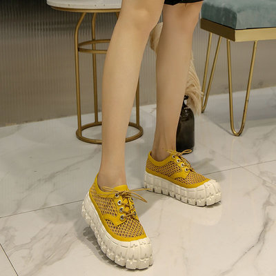 S470 Summer Mesh Small White Shoes Women'S Breathable Casual Lace-Up Platform Platform Shoes Women'S Shoes