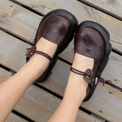 S472 Factory Thick Heel PU Foam Thick Bottom Ethnic Style Retro Personalized Fashion Spring And Summer New Women'S Shoes