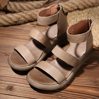 S481 2020 New Sandals Women'S Summer Handmade Original Leather Slope Heel Increase All-Match Roman Shoes