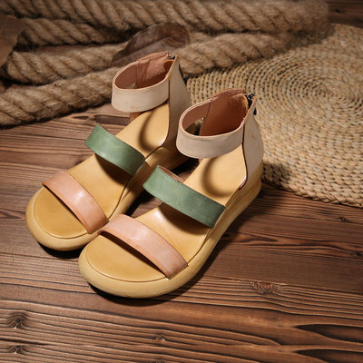 S481 2020 New Sandals Women'S Summer Handmade Original Leather Slope Heel Increase All-Match Roman Shoes