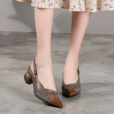 S485 New Pointed Toe Fashion All-Match Lady High Heels Ethnic Style Retro Handmade Increased Women'S Shoes Factory Proce