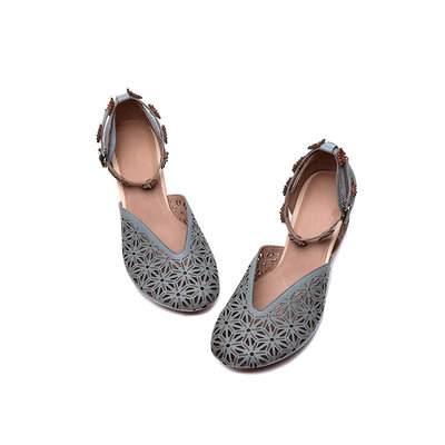S4932020 New Fashion Temperament Women'S Heel Shoes All-Match Sexy Word Flower Buckle Mid-Heel Sandals