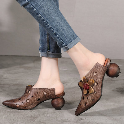 S496 Spring And Summer New Leather Increased Thick-Soled Women'S Shoes Original Handmade Retro Hollow Carved Single Shoe