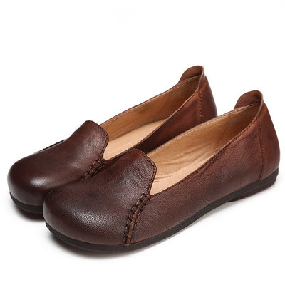 S500 Retro Color Sheepskin Leather Women'S Shoes Guangzhou Handmade Shoes Flat Women'S Casual Shoes 2020 Spring New Sing