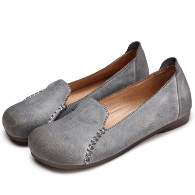 S500 Retro Color Sheepskin Leather Women'S Shoes Guangzhou Handmade Shoes Flat Women'S Casual Shoes 2020 Spring New Sing