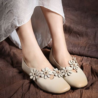 S504 New Sweet Fairy Flower Single Shoes 2020 Literary Shallow Mouth Soft Sole Comfortable Women'S Shoes
