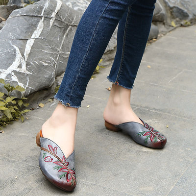 S505 Baotou Slippers Women 2020 Summer New Leather Slippers Women Wear Ins Cool And Breathable Slippers