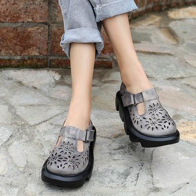 S507 Manufacturer 2020 Retro Thick-Soled Women'S Sandals New Leather PU Foam Sole Velcro Women'S Shoes