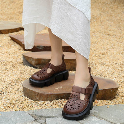 S507 Manufacturer 2020 Retro Thick-Soled Women'S Sandals New Leather PU Foam Sole Velcro Women'S Shoes