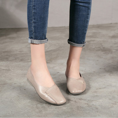 S512 New Spring And Autumn Fashion Single Shoes Square Toe Mules Soft And Breathable Leather Women'S Shoes Wholesale