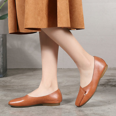 S512 New Spring And Autumn Fashion Single Shoes Square Toe Mules Soft And Breathable Leather Women'S Shoes Wholesale