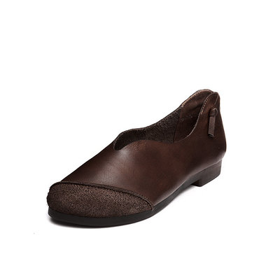 S516 Single shoes 2020 spring retro leather casual handmade leather stitching flat pump women's shoes