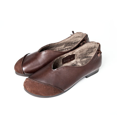 S516 Single shoes 2020 spring retro leather casual handmade leather stitching flat pump women's shoes